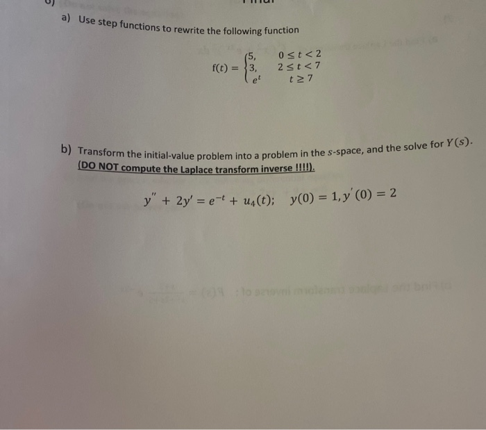 Solved a) Use step functions to rewrite the following | Chegg.com