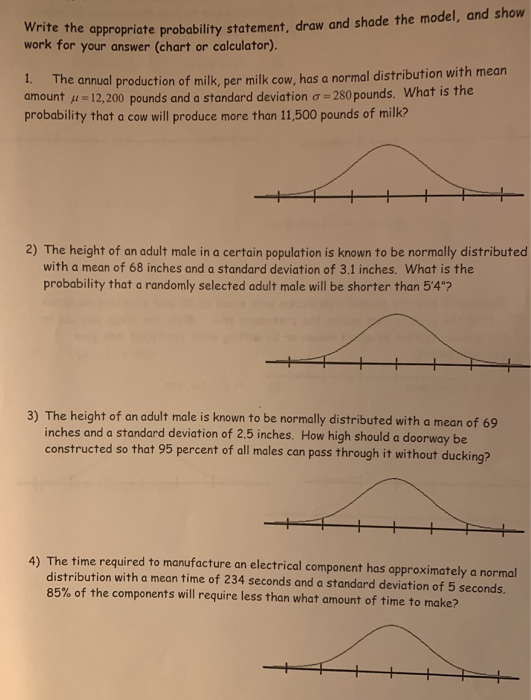 Solved Write the appropriate probability statement, draw and | Chegg.com