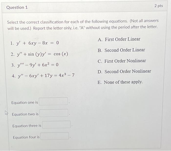 Solved Select the correct classification for each of the | Chegg.com