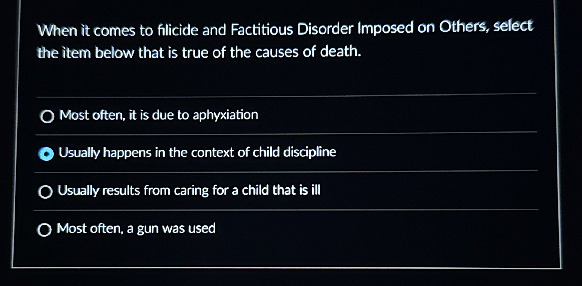 Solved When it comes to filicide and Factitious Disorder | Chegg.com