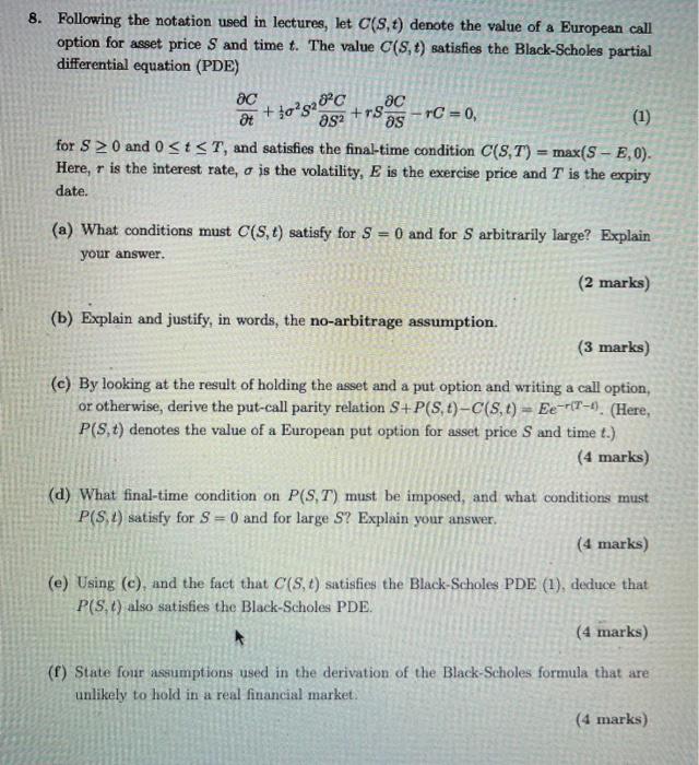 8. Following the notation used in lectures, let | Chegg.com