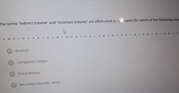 Solved The terms "indirect trauma" and "vicarious trauma" | Chegg.com