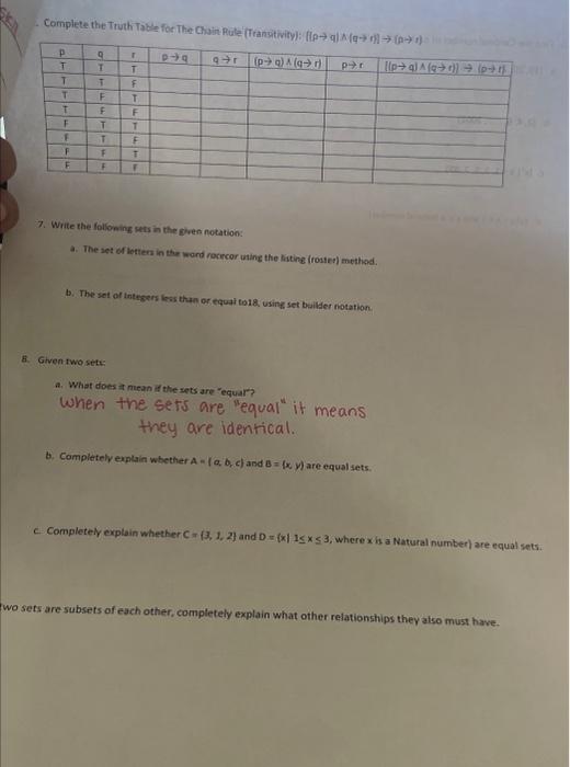 Solved 7. Write the following sets in the given notation: a. | Chegg.com
