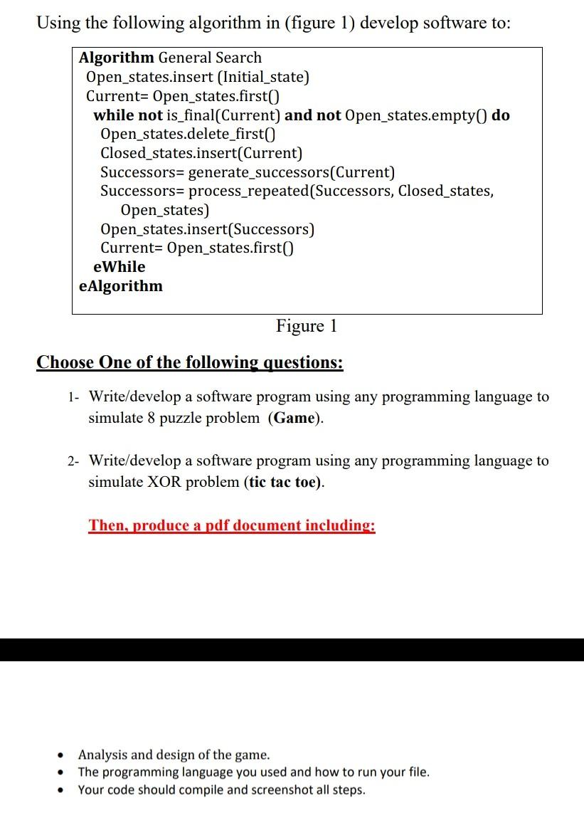 Solved Using the following algorithm in (figure 1) develop | Chegg.com