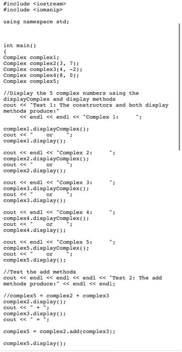Solved Complex Add Complex This Public Method Adds Two 