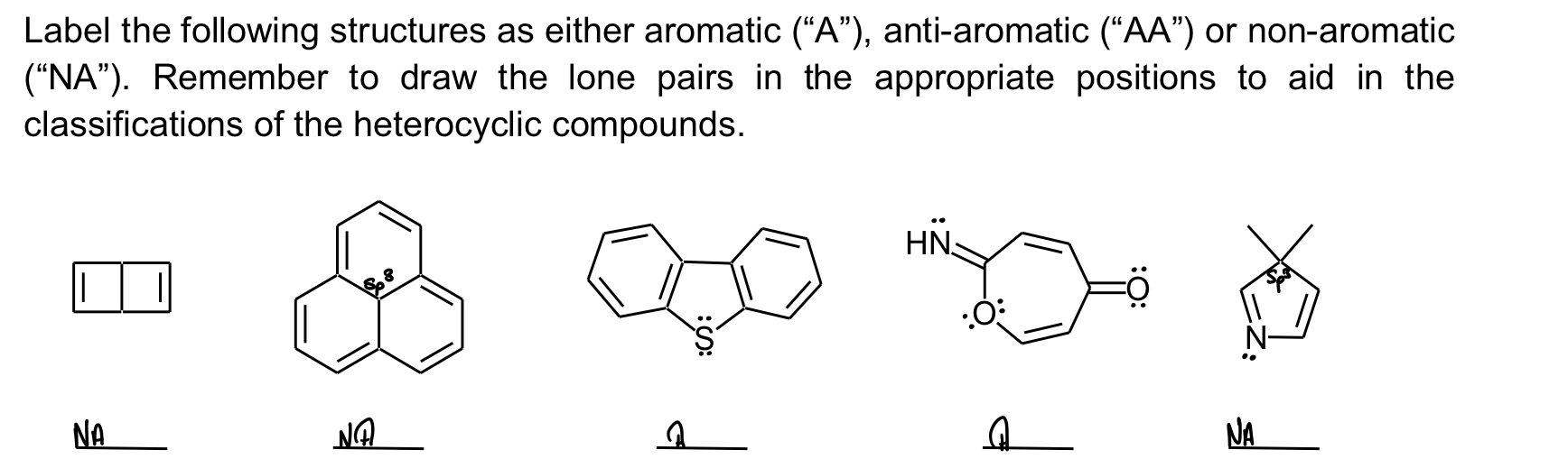 Solved Label the following structures as either aromatic | Chegg.com