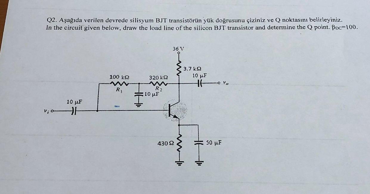 Solved In the circuit given below, draw the load line of the | Chegg.com