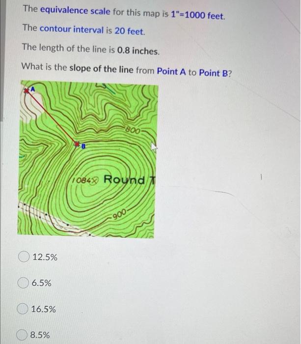 Solved The equivalence scale for this map is 1"=1000 feet. | Chegg.com