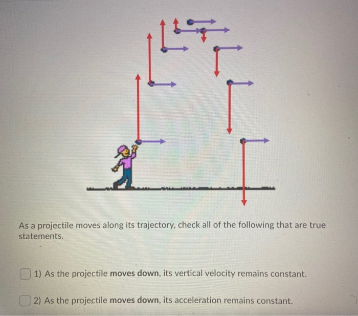 Solved As a projectile moves along its trajectory, check all | Chegg.com