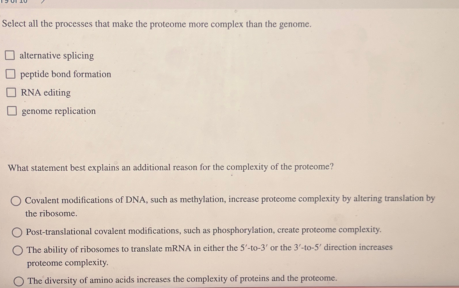 Select all the processes that make the proteome more | Chegg.com