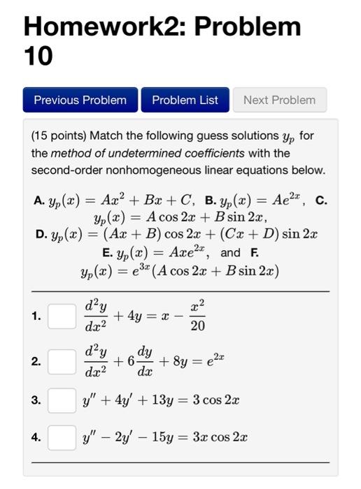 Solved Homework2: Problem 10 (15 points) Match the following | Chegg.com