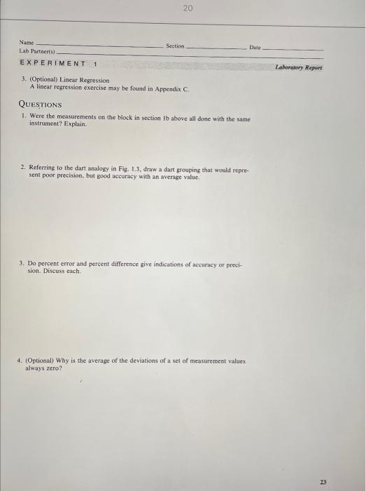 Solved Experimental Error and Data Analysis Laboratory | Chegg.com