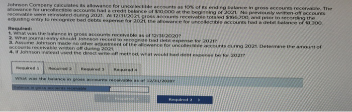 Solved Johnson Company calculates its allowance for | Chegg.com