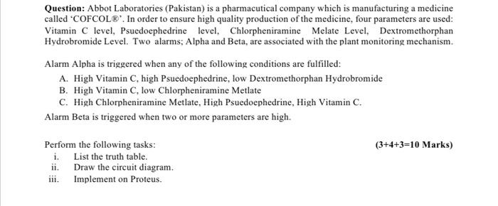 Question: Abbot Laboratories (Pakistan) is a | Chegg.com