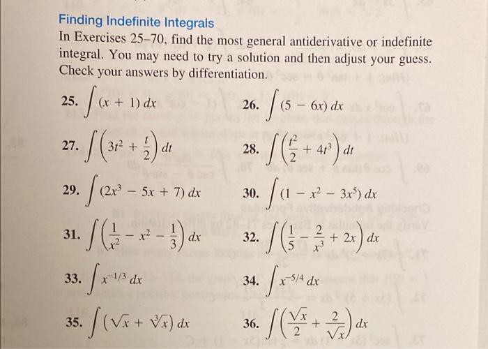 Solved Finding Indefinite Integrals In Exercises 25–70, find | Chegg.com