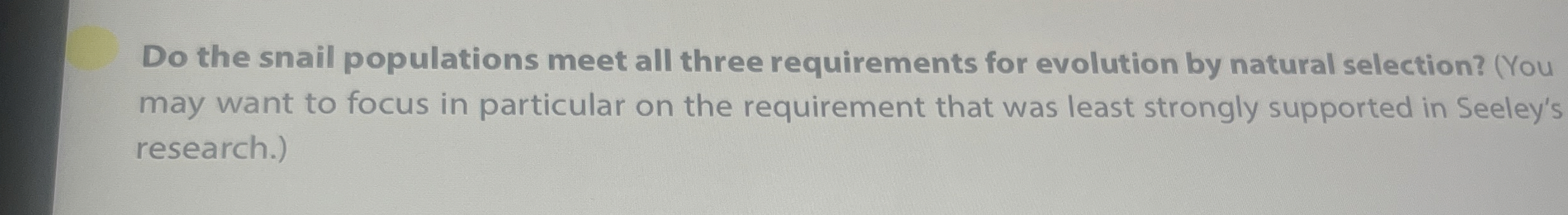 Solved Do the snail populations meet all three requirements | Chegg.com