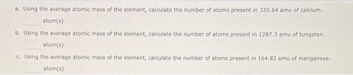 Solved What is the mass (in amu) of a sample of calcium | Chegg.com