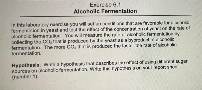 Solved Exercise 6.1 Alcoholic Fermentation In this | Chegg.com