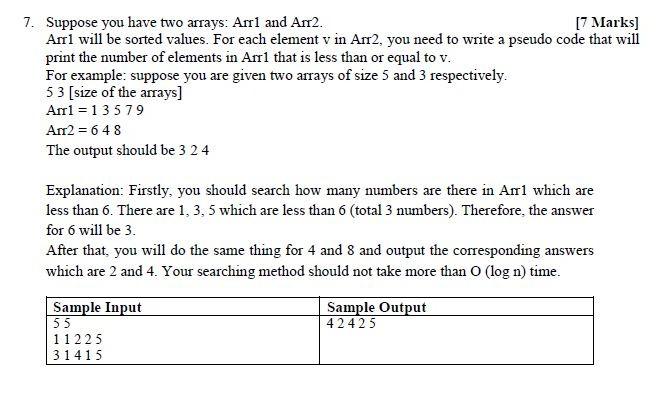 Solved 7. Suppose you have two arrays: Arti and A12. [7 | Chegg.com