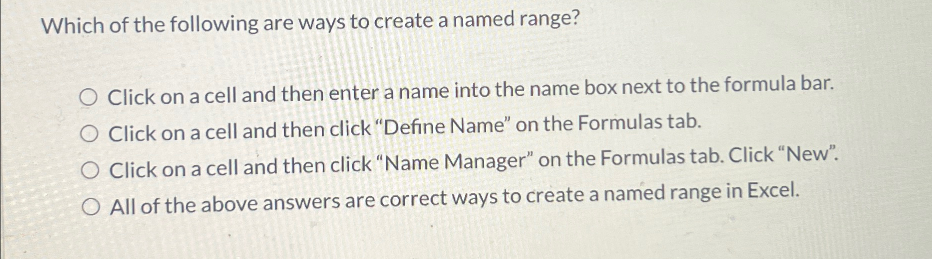 Solved Which of the following are ways to create a named | Chegg.com