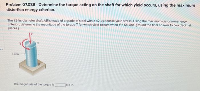 Solved Problem 07.088 - Determine the torque acting on the | Chegg.com