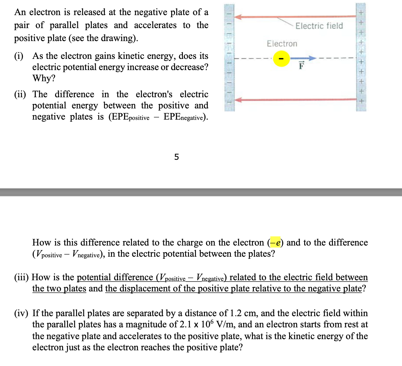 Solved An electron is released at the negative plate of | Chegg.com