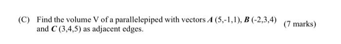 Solved (C) Find the volume \\( \\mathrm{V} \\) of a | Chegg.com