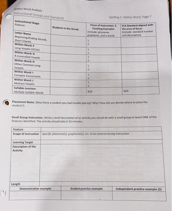 Placement Notes: [Was there a student you had trouble | Chegg.com