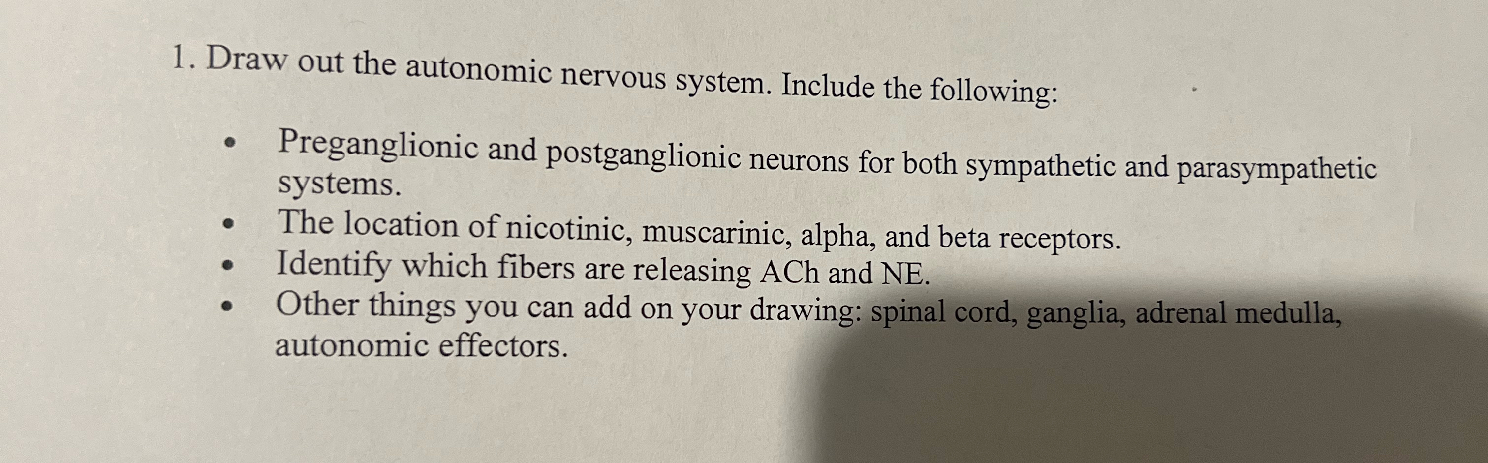 Solved Draw out the autonomic nervous system. Include the | Chegg.com