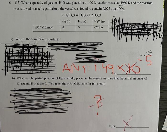 Solved 5. (10) The value of Ke for the following reaction is | Chegg.com