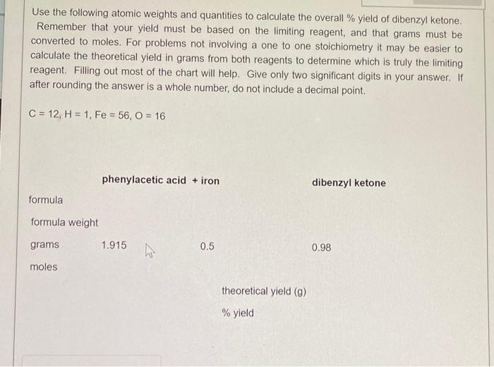 Solved Use the following atomic weights and quantities to | Chegg.com
