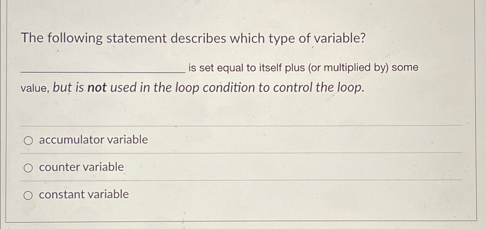 Solved The Following Statement Describes Which Type Of