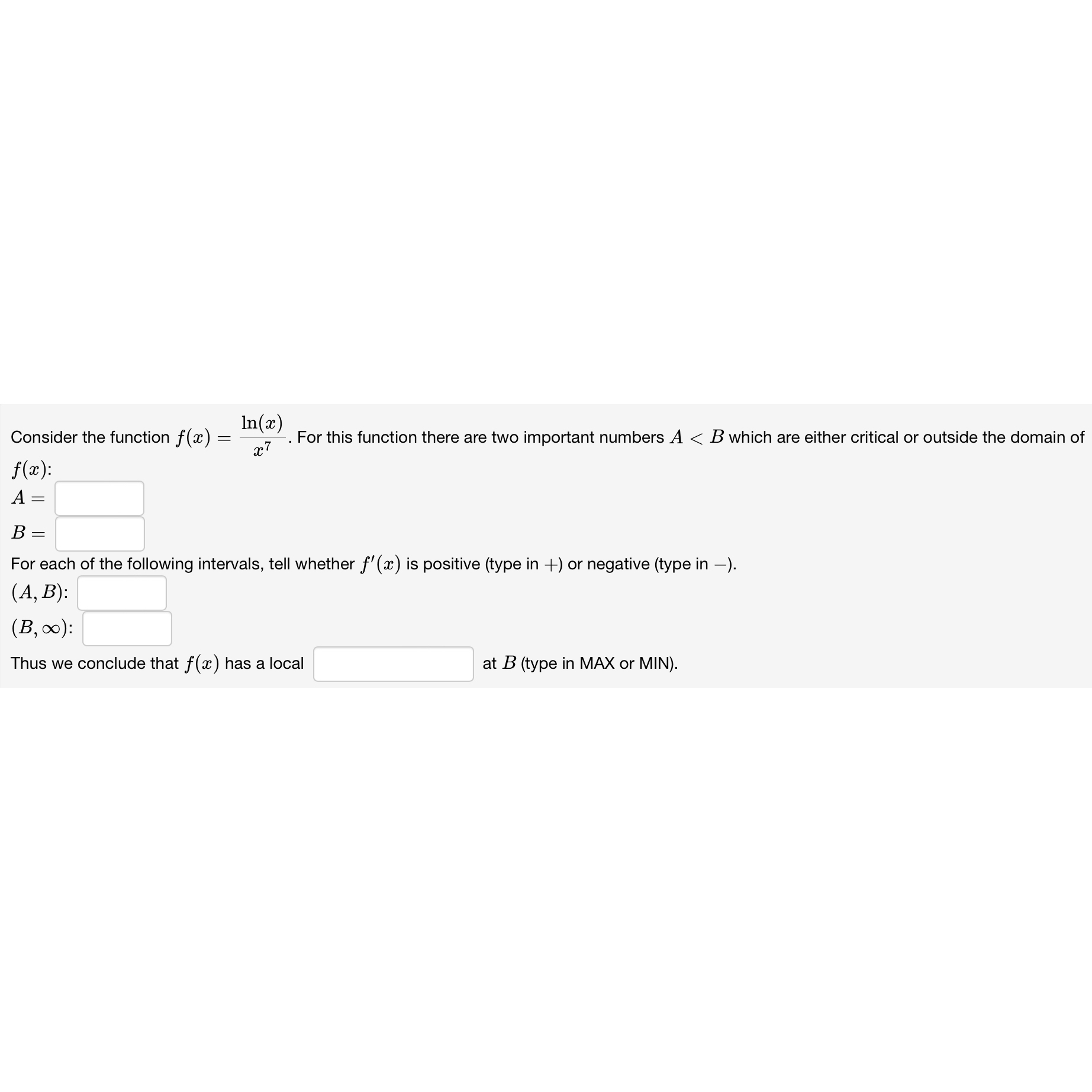 Solved Consider the function f(x)=ln(x)x7. ﻿For this | Chegg.com