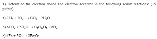 Solved Determine the electron donor and electron acceptor in | Chegg.com