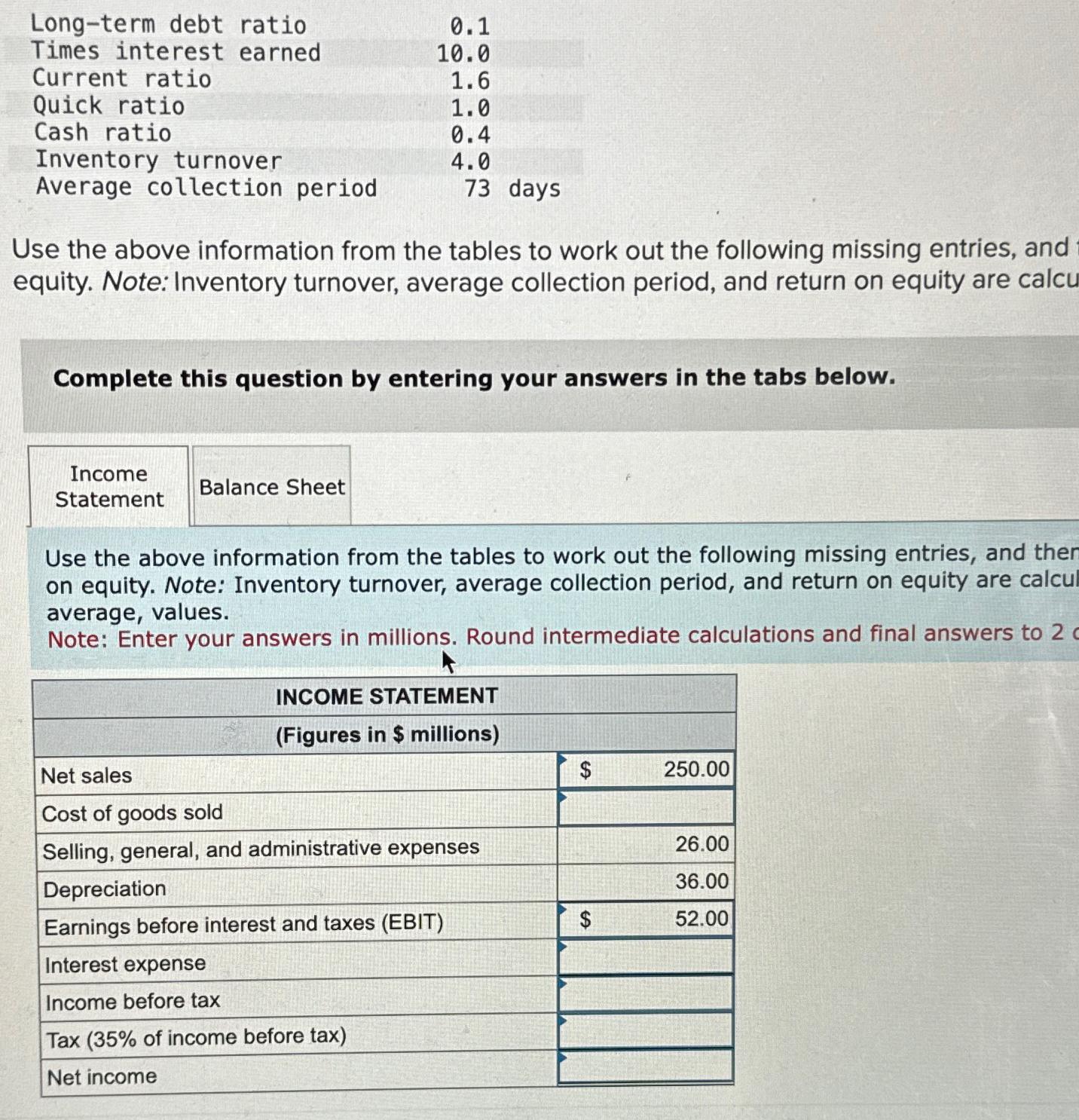 Solved \table[[Long-term debt ratio,0.1],[Times interest | Chegg.com