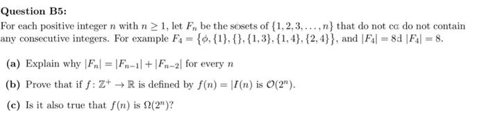 Solved Question B5: For each positive integer n with n ≥ 1, | Chegg.com