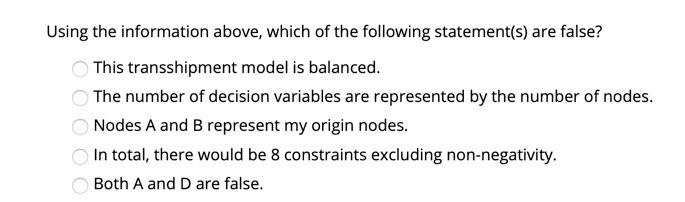Solved The diagram below represents a transshipment problem. | Chegg.com
