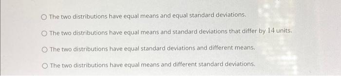 Solved The following is a graph of two normal distributions | Chegg.com