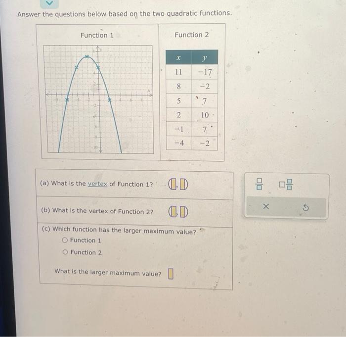 Solved Answer the questions below based on the two quadratic | Chegg.com