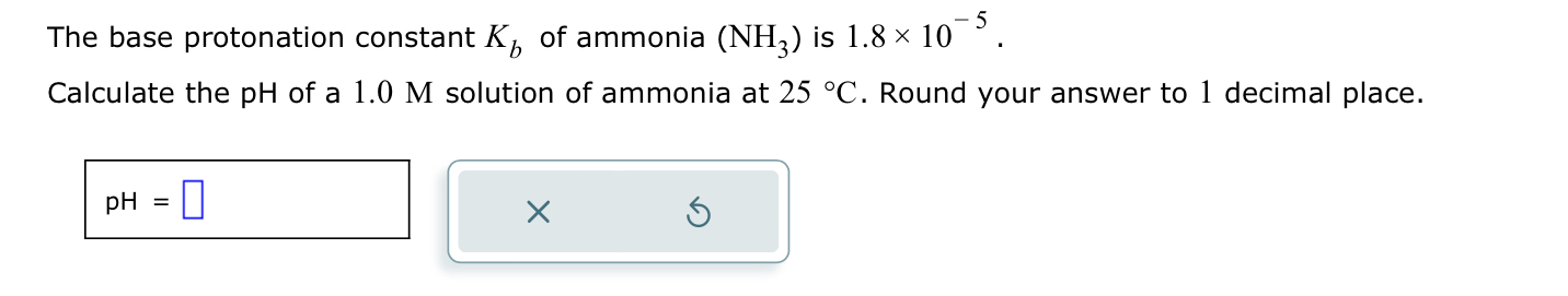 Solved The base protonation constant Kb ﻿of ammonia (NH3) | Chegg.com