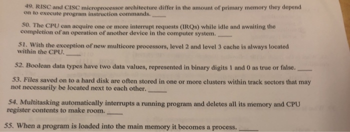 Solved 49. RISC and CISC microprocessor architecture differ | Chegg.com