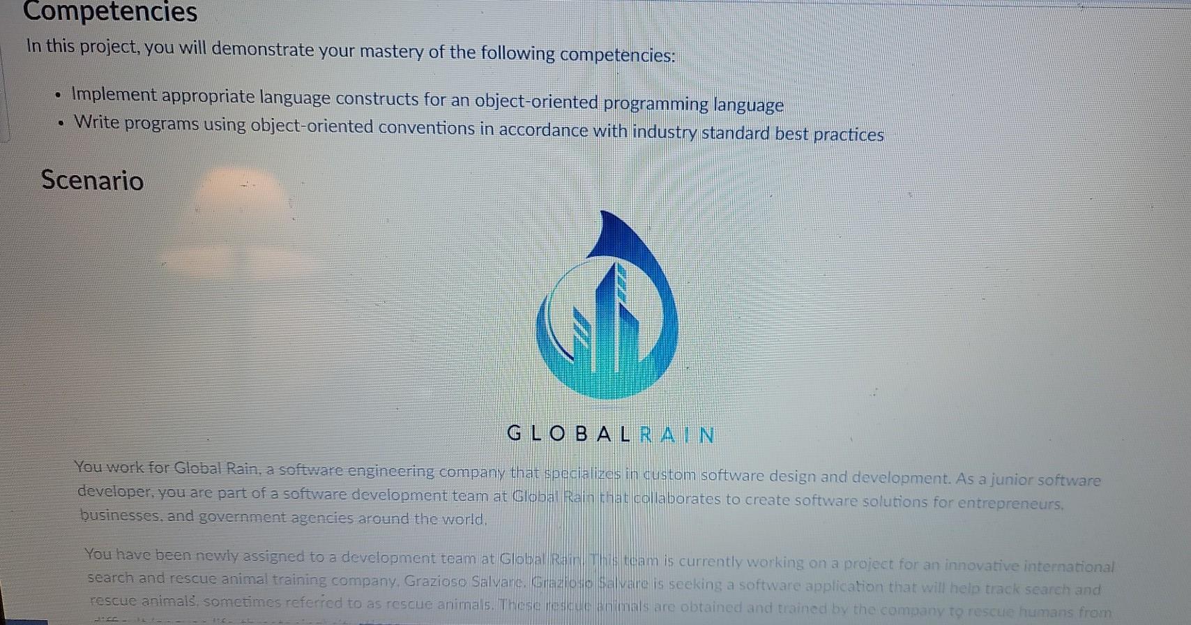 Solved Competencies In this project, you will demonstrate | Chegg.com