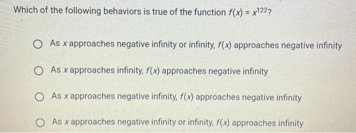 Solved Which of the following behaviors is true of the | Chegg.com