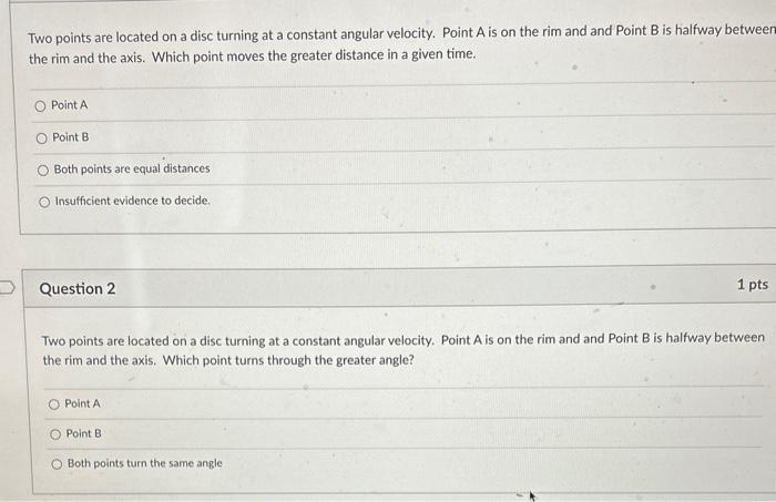 Solved Two points are located on a disc turning at a | Chegg.com