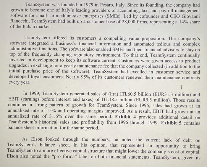 PALAMON CAPITAL PARTNERS/TEAMSYSTEM S.P.A. We want to | Chegg.com