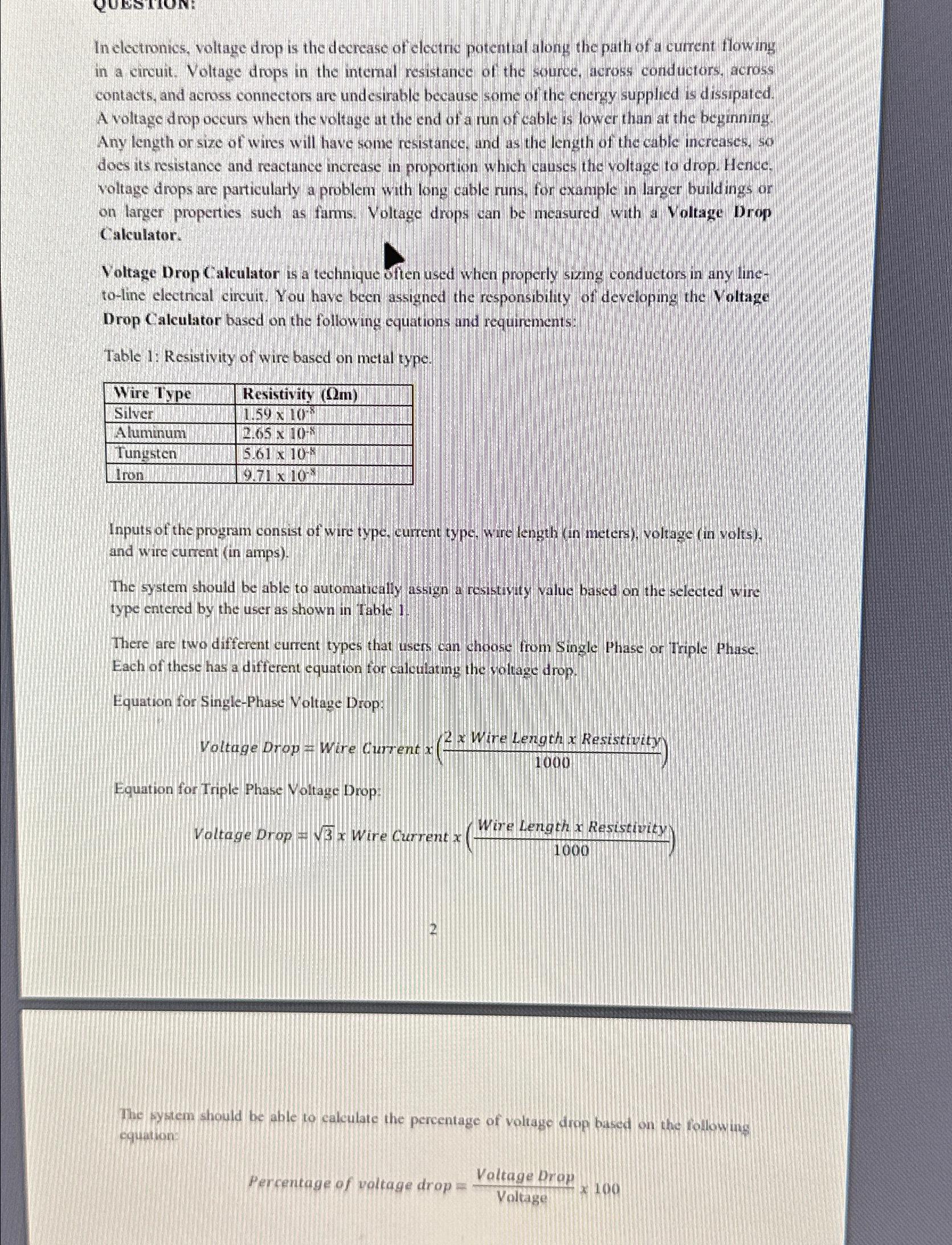 Solved In electronics, voltage drop is the decrease of | Chegg.com