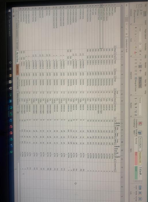 G Copy The Filtered Data To Cell A1 In The My Car Chegg