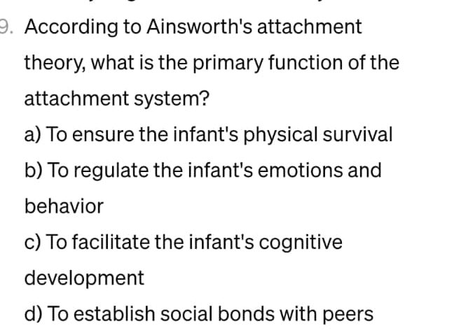 Solved psychology: According to Ainsworth's attachment | Chegg.com