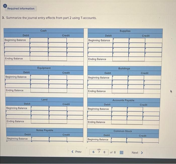 Solved 3. Summarize the journal entry effects from part 2 | Chegg.com
