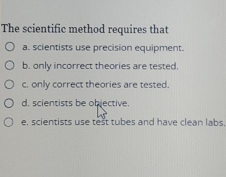 Solved The scientific method requires thata. ﻿scientists use | Chegg.com